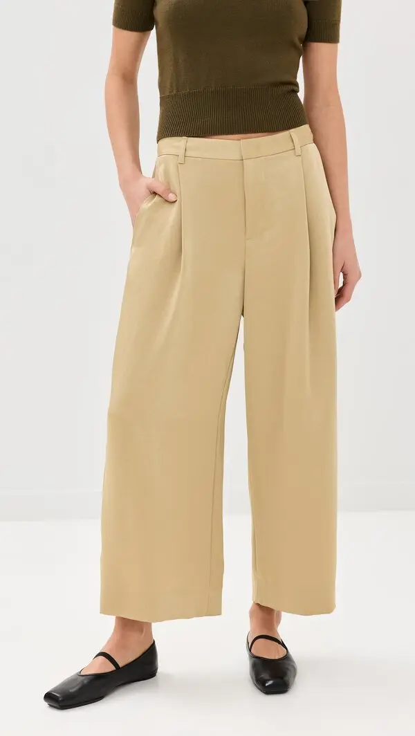 Vince Mid-Rise Satin Culottes In Pale Cliff - 60% Off | Editorialist